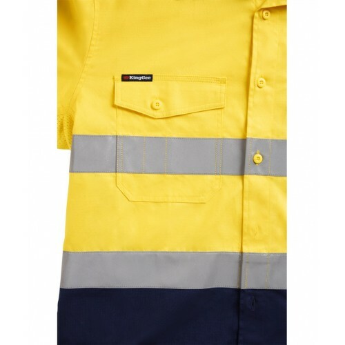 King Gee Workcool 2 Hi-Vis Reflective Spliced Shirt Long Sleeve (K54880 ...