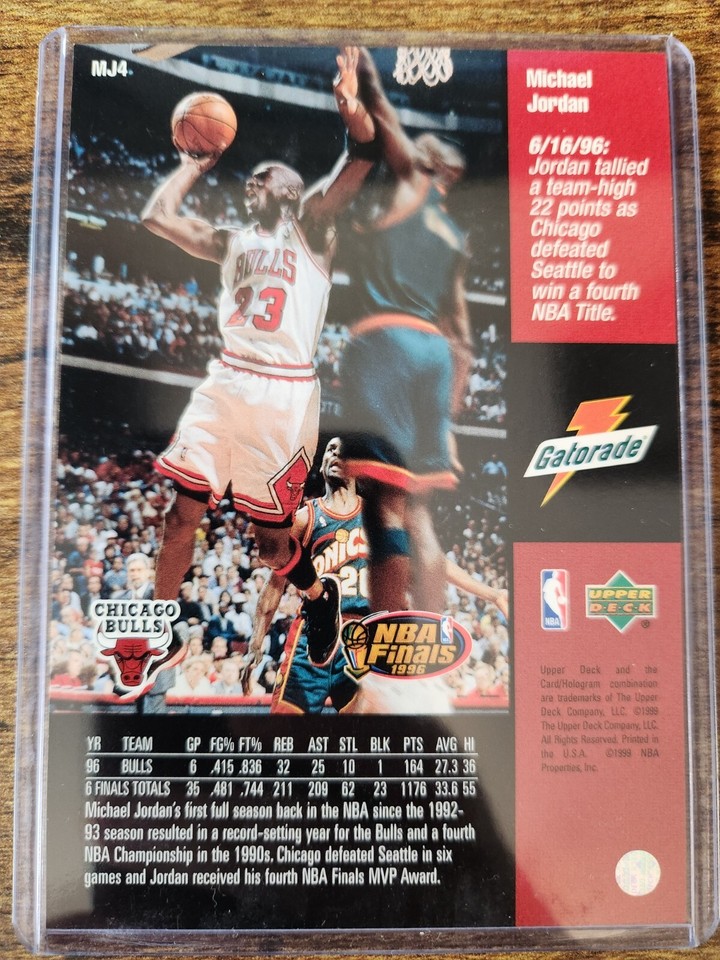 1999-00 Upper Deck Gatorade Michael Jordan NBA Title Jumbo 3.5x5 #MJ4 ...