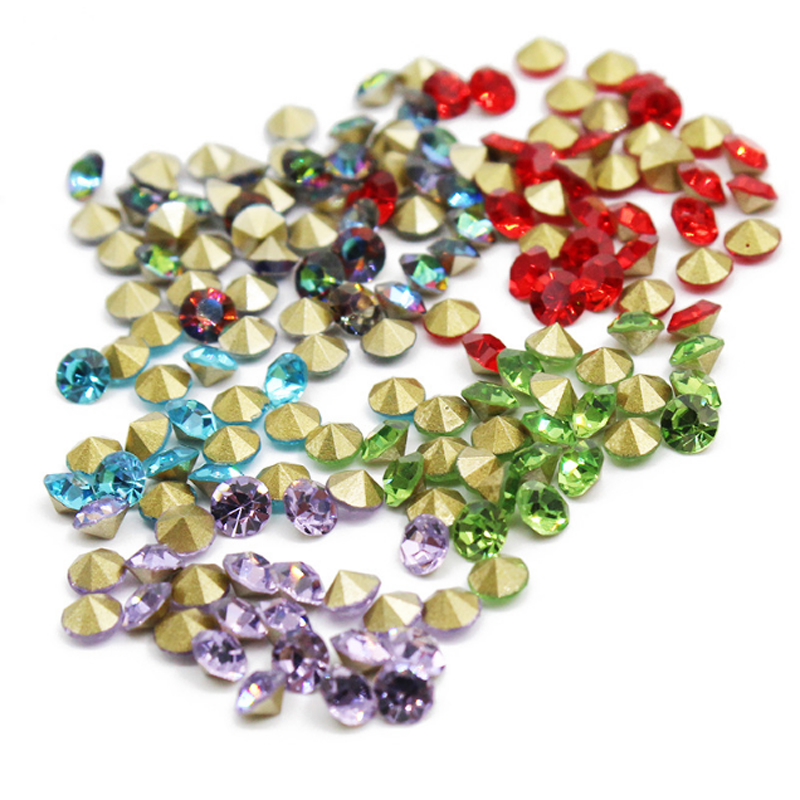 1440 pcs Mixed Color Round Pointed Back Crystal Glass Rhinestone Pick ...
