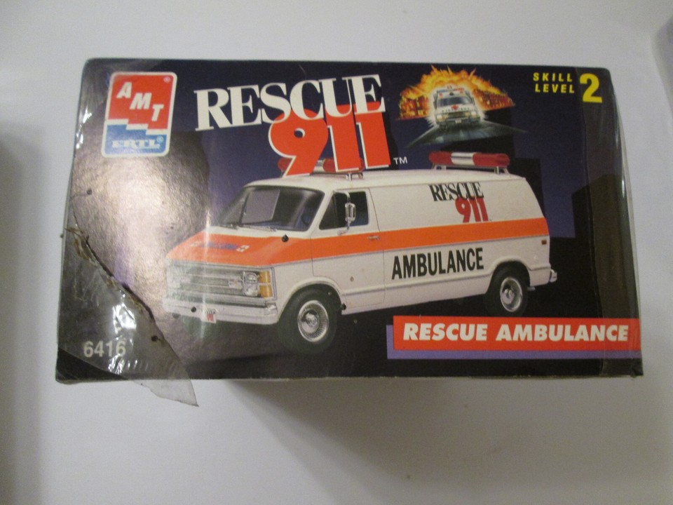 AMT/ERTL Rescue 911 Dodge Van Ambulance 1/25 Scale Model Kit #6416 NEW ...
