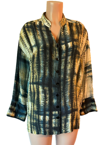 Tianello By Steve Barraza Women's Button Down Silk Top 3/4 Sleeve Plus ...