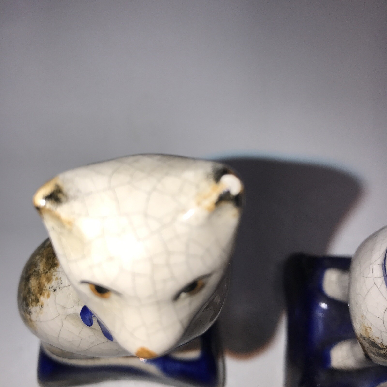 Antique Pair Of Staffordshire Calico Spongeware Cats Cobalt Blue ...