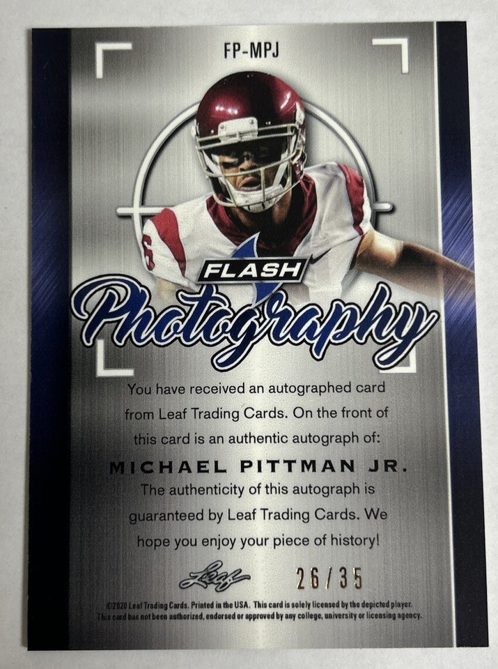 AITO ROOKIE SERIAL NUMBER /35 Michael Pittman Jr 2020 Leaf Flash ...