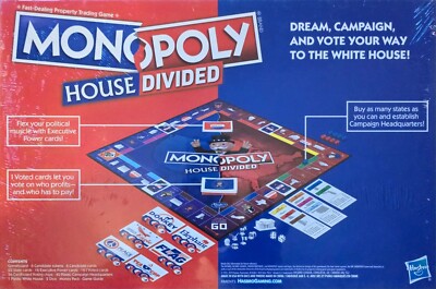 Monopoly House Divided Trump/Biden Election Era 2019 | eBay