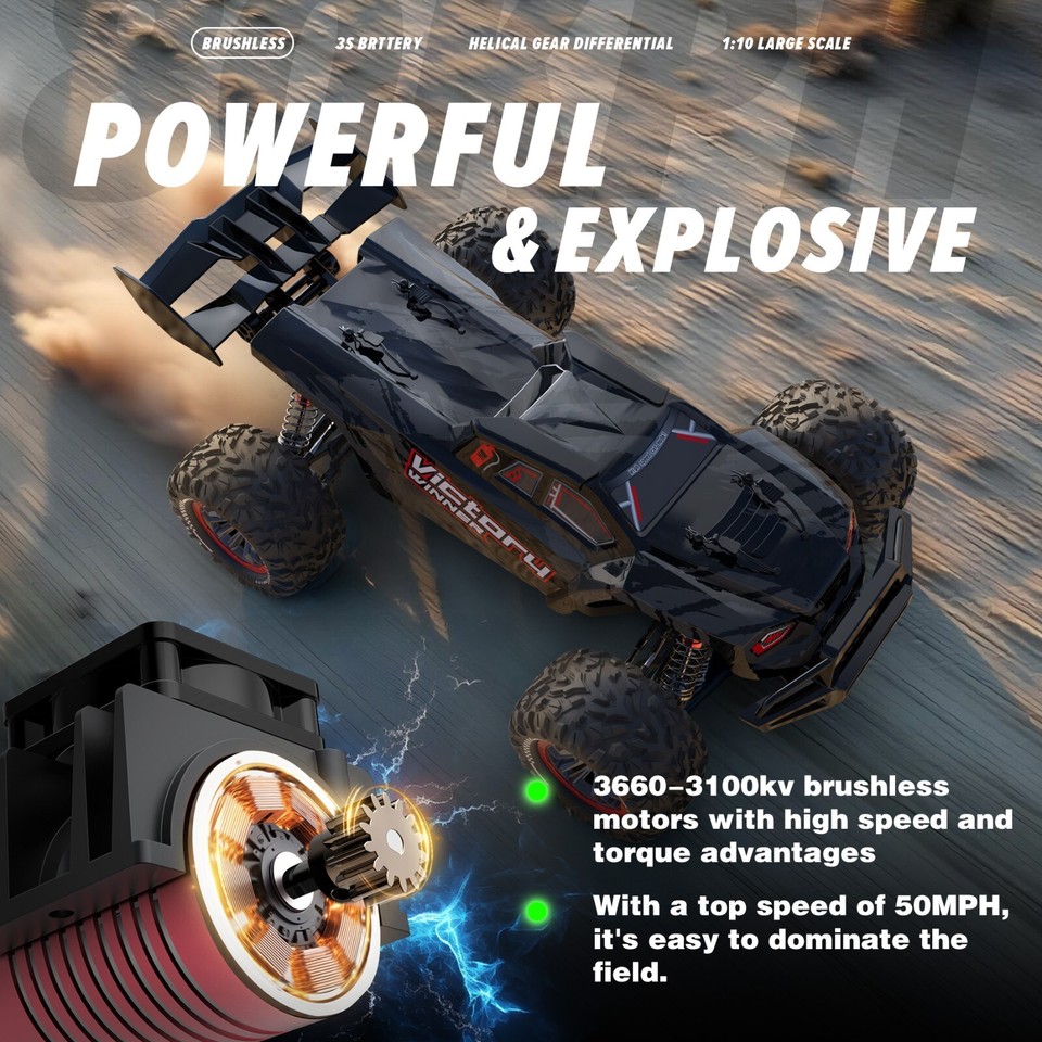 Hosim 1:8 Brushless RC Car For Adults VORTAN High Speed RC Monster ...