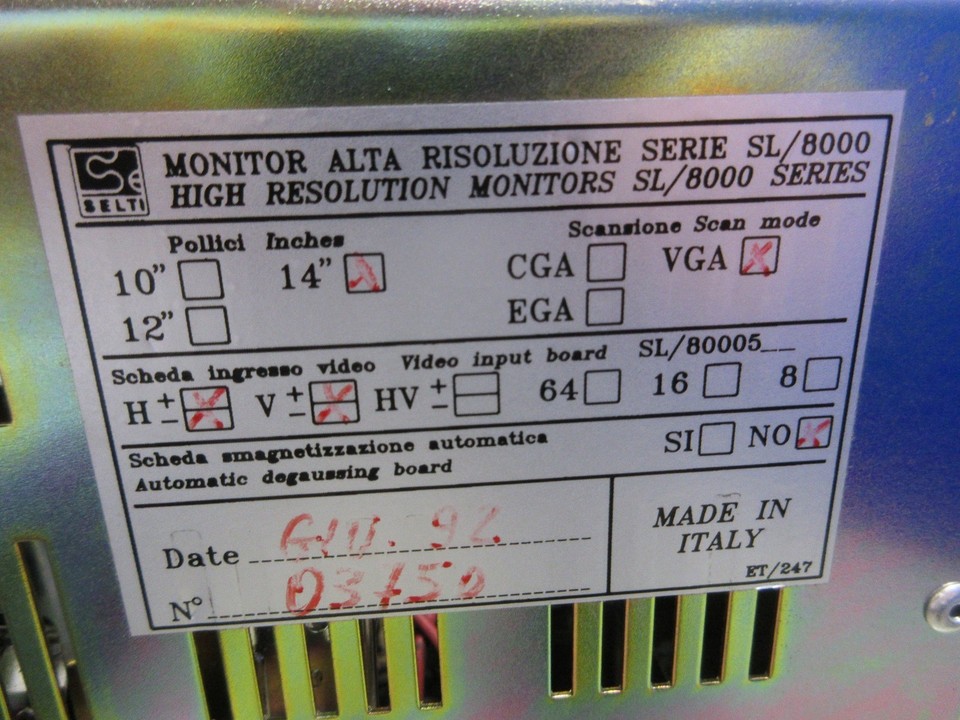 SELTI FADA SELTI CNC DISPLAY MONITOR 14'' SL/8000 SERIES FIDIA COPY ...
