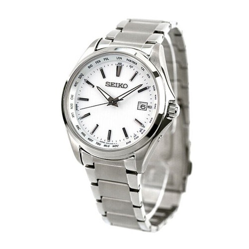 SEIKO Selection SBTM287 Titanium Solar Atomic Radio Men Watch White ...