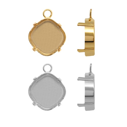 Brass Bail/Base with 1 Loop for Embedding Square Cushion Shape Fancy ...