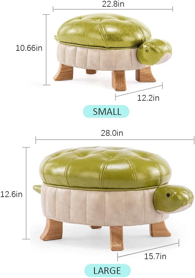 Animal Footstool Turtle Upholstered Ottoman PU Leather Pouf Wood Foot ...