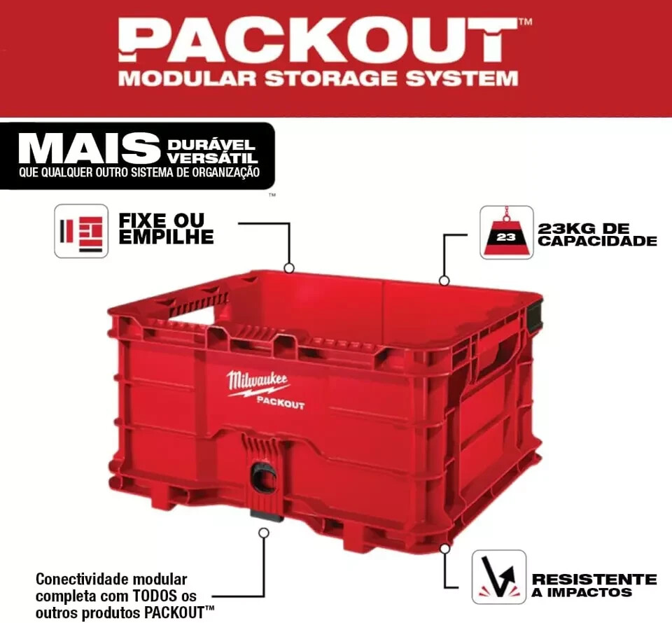 Milwaukee 48-22-8440 PACKOUT Impact Resistant Tool Storage System Crate ...