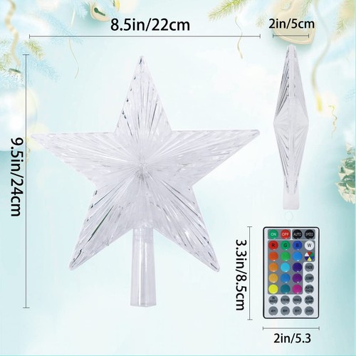 9-Inch Battery-Powered Color-Changing Tree Topper Light with Remote ...