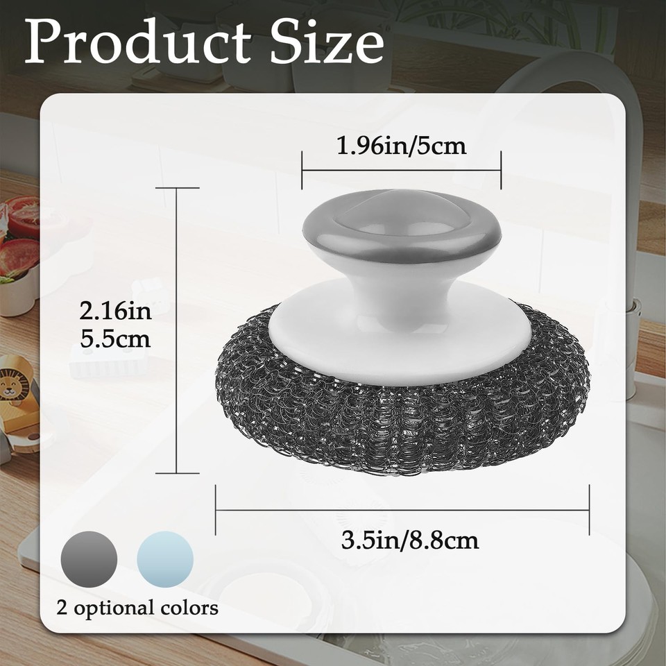 2 Pack Stainless Steel Wool Scrubber, Scrubbing Scouring Pad, Steel ...