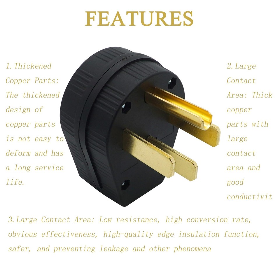 Nema 14-50P Plug 50 Amp 125/250 Volt Plug with 3 Pole 4 Wire Heavy Duty ...