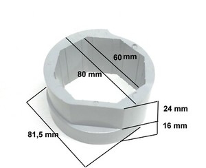 Kupplung Adapter Ring für Achtkant Stahlwelle SW60 zu Rund Welle innen ...