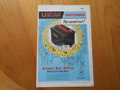 Vintage Lucas Batteries Advert -- Original -- from 1958 | eBay