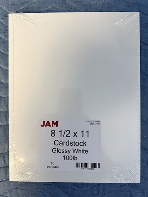Cardstock 80 lb. Paper, 8.5" x 11", White Glossy, 50 Sheets/Pack ...