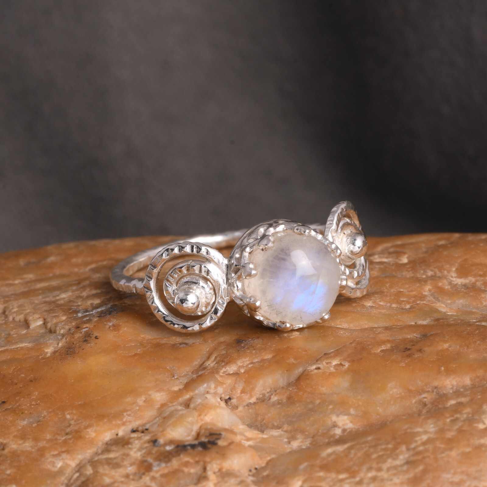 Handmade Sterling Silver Ring Double Round Spiral Ring With Blue Fire ...