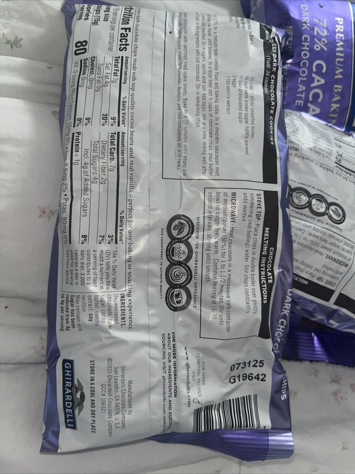 GHIRARDELLI 72% Cocoa Dark Chocolate Chips for Baking Premium Chips 10 ...