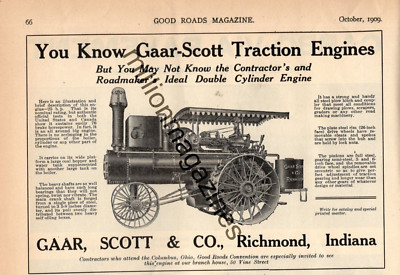 1909 Gaar-Scott Traction engine Original ad - Richmond IN - Extremely ...