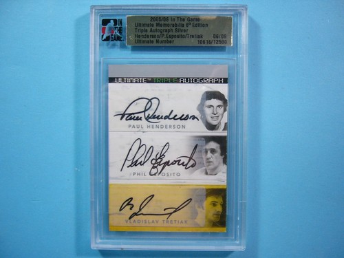 2005/06 IN THE GAME TRIPLE AUTO HOCKEY CARD VLADISLAV TRETIAK ESPOSITO ...