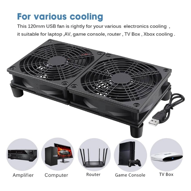 2x120mm Computer Fan 2400R Adjustable for PC Chassis Temperature ...