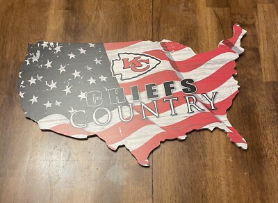 Kansas City Chiefs "Chiefs Country USA" Handmade Wood Hanging Sign (16 ...