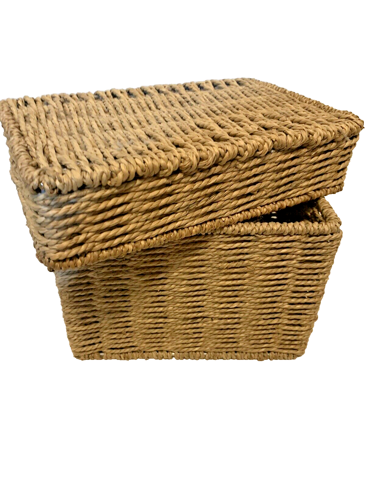 Square Decorative Woven Basket Light Brown 8 1/2" L x 5" W x 6" H ...