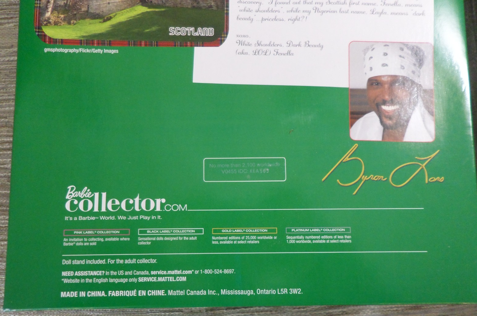 2011 BYRON LARS PASSPORT COLLECTION FENELLA LAYLA BARBIE DOLL GOLD ...