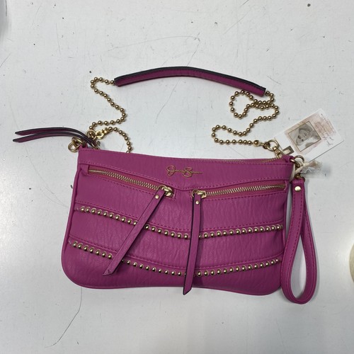 Jessica Simpson Pink Studded Faux Leather Gold Chain Crossbody | eBay