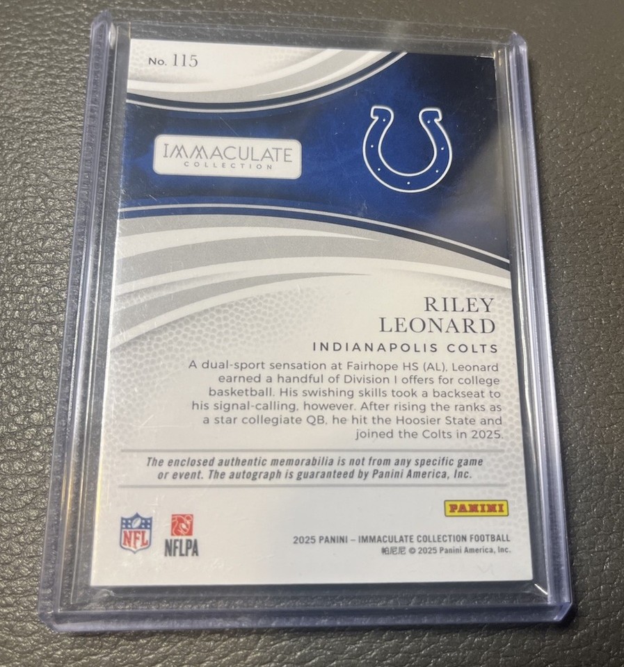 2025 Panini Immaculate Riley Leonard Rookie Patch Autograph Emerald /25 ...