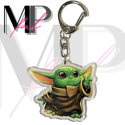 Baby Yoda The Mandalorian Acrylic Keychain Ring Lanyard Trigger Clip ...