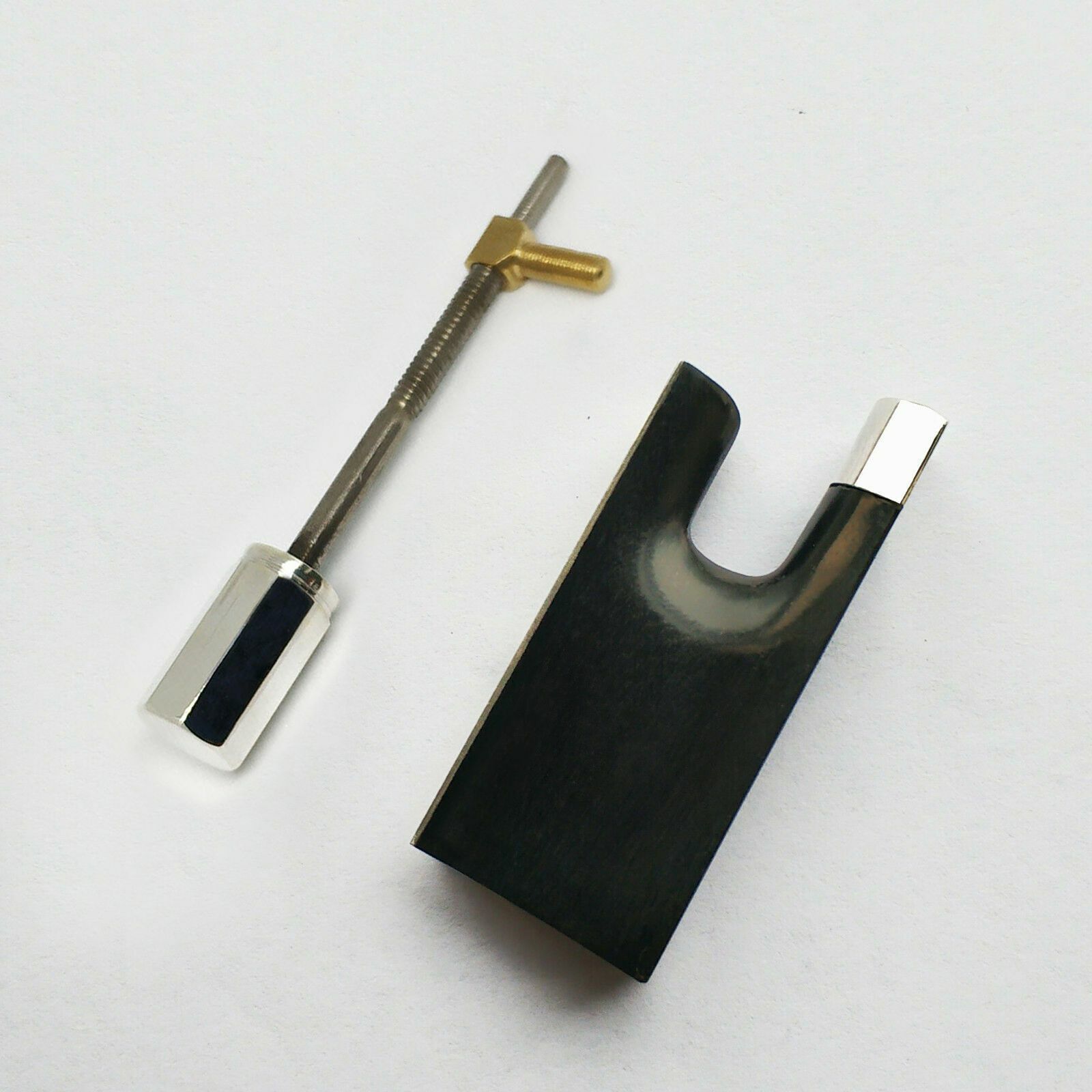 4/4 Silver Fitting Ebony Frog Screw Silver Button Violin Frog Abalone ...