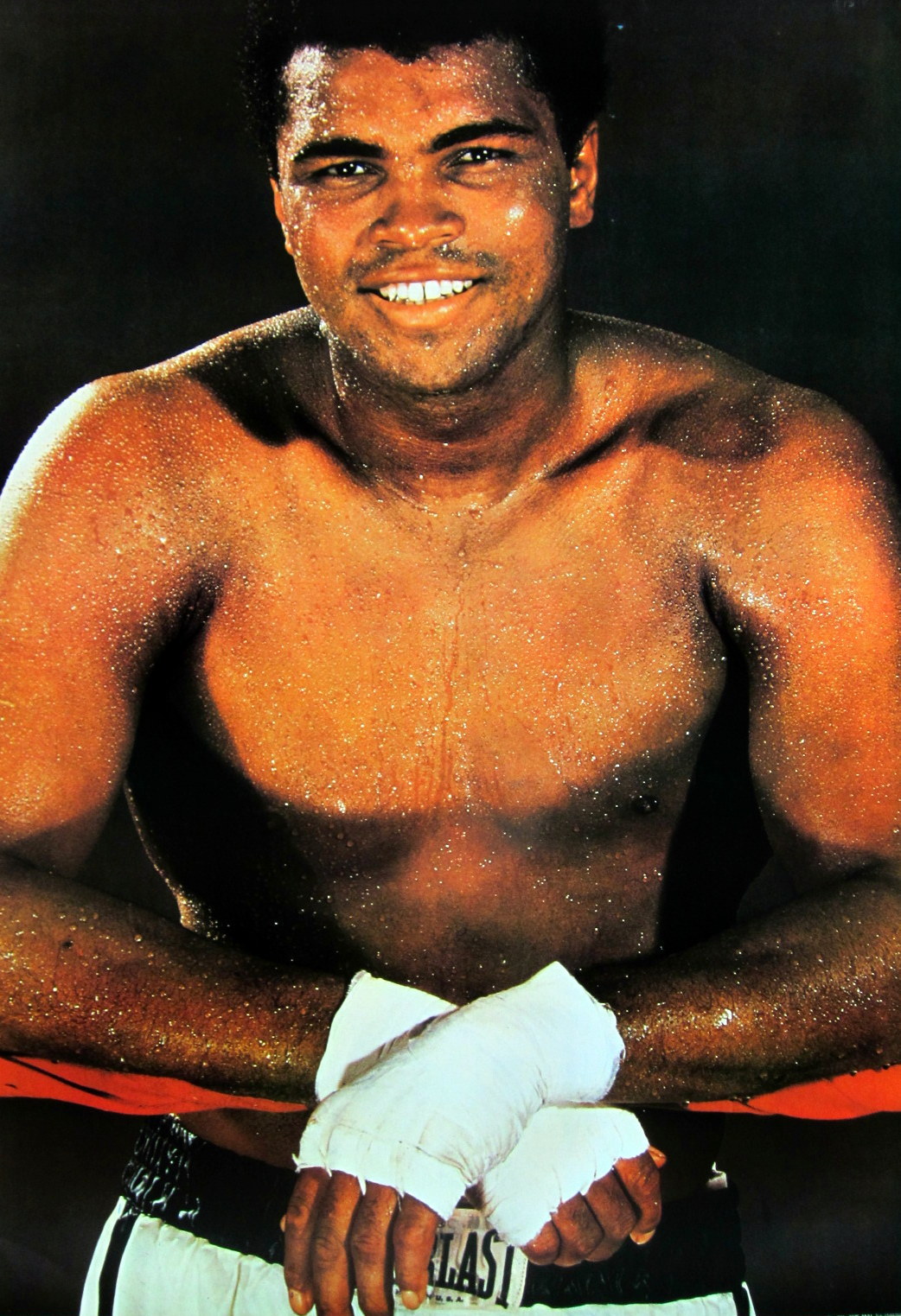 MUHAMMAD ALI POSTER FROM ASIA - Young Smiling Ali Resting On Rope After ...