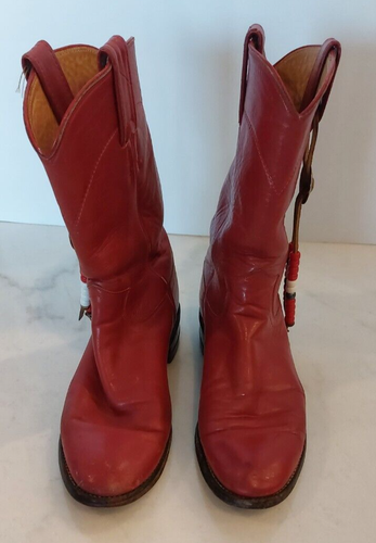 Justin Women's Ropers Red Leather Pull On Roper Boots Size 5 B | eBay