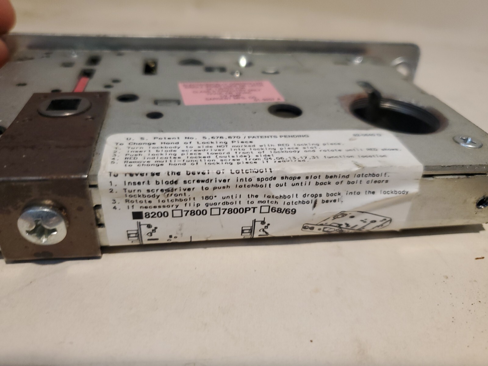 Used Sargent Electrically Controlled Single Point Mortise Latch 8200 ...