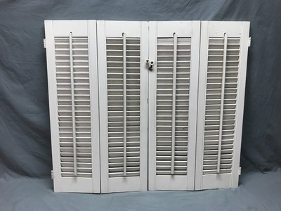 Windows, Sashes & Locks - Wood Louvered Shutters Shabby Old Chic