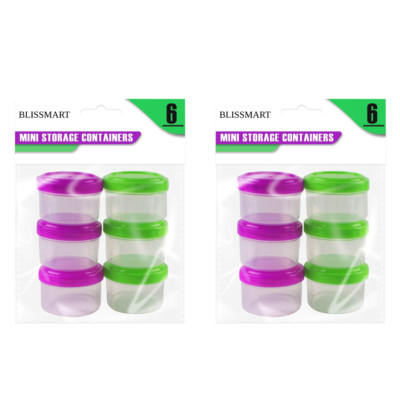 12 SMALL LITTLE SCREW TOP PLASTIC STORAGE BOXES BABY FOOD SPICES ...