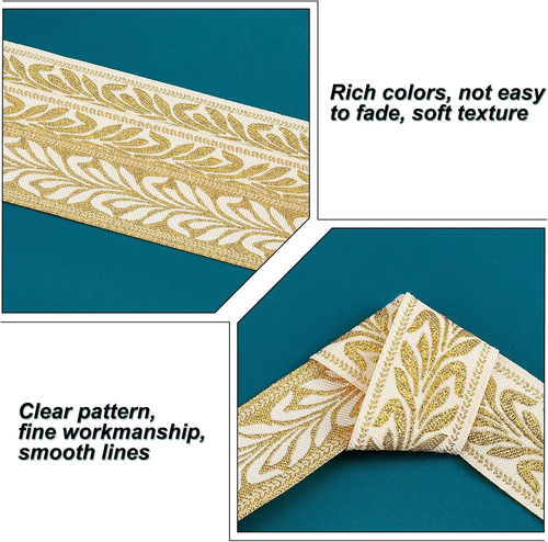 10 Yards Gold Jacquard Ribbon 1 Inch Edge Woven Braid Trim Ethnic ...