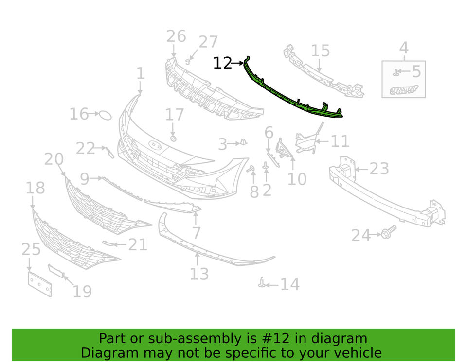 Genuine Grille Front Bumper for 2021-2023 Hyundai Elantra Limited 86531 ...