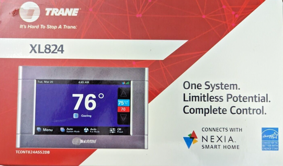 Used Trane XL824 Connected Programmable Thermostat TCONT824AS52DB Smart ...