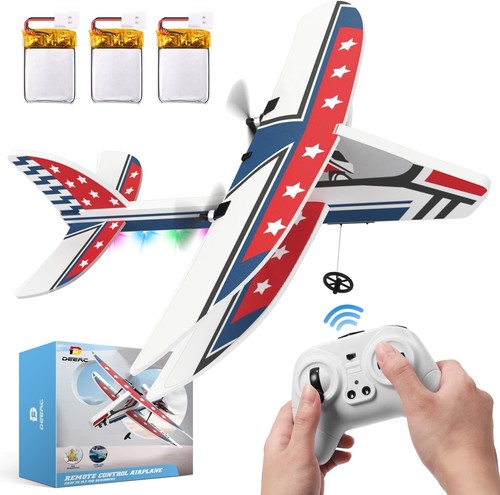 DEERC RC Plane, Remote Control Airplane W/ 3 Batteries & 6-axis Gyro ...