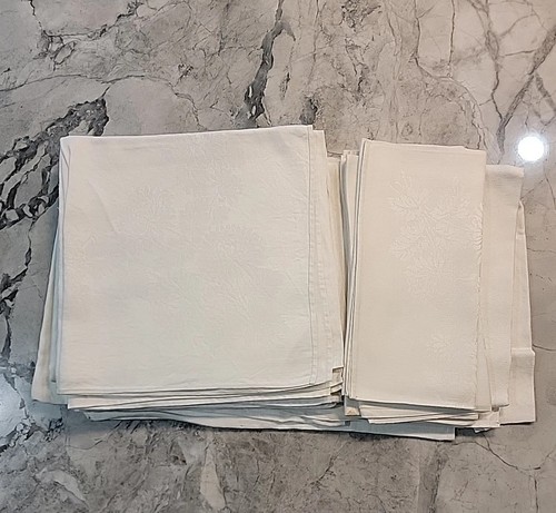 Pure Irish Linen Vintage Double Damask Set of Tablecloth 72 X 144 & 12 ...