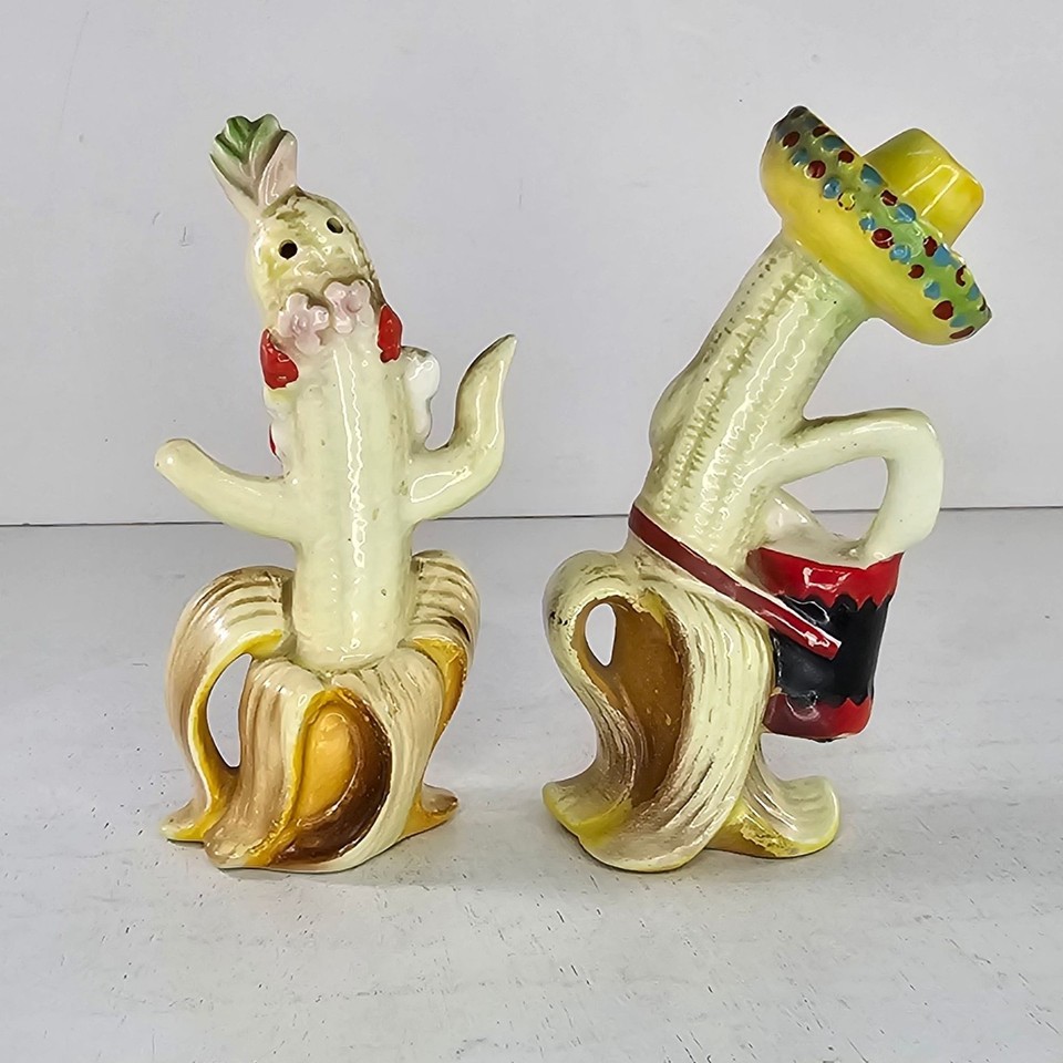 Vintage Enesco Anthropomorphic Banana Salt Pepper Shakers Dancing Hula ...