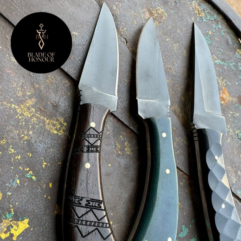 3pcs-CUSTOM HANDMADE D2 TOOL STEEL HUNTING SKINNER SET COMBAT SKINNER W ...