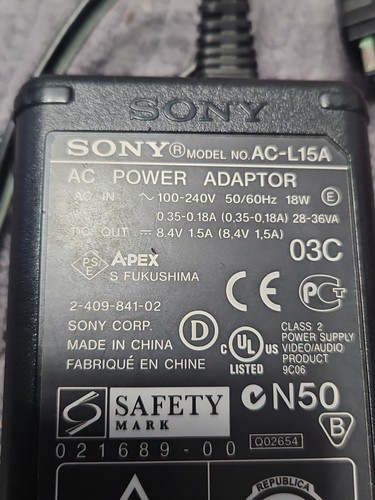 Original Sony AC-L15A AC Power Adapter for Camcorders - OEM Charger ...