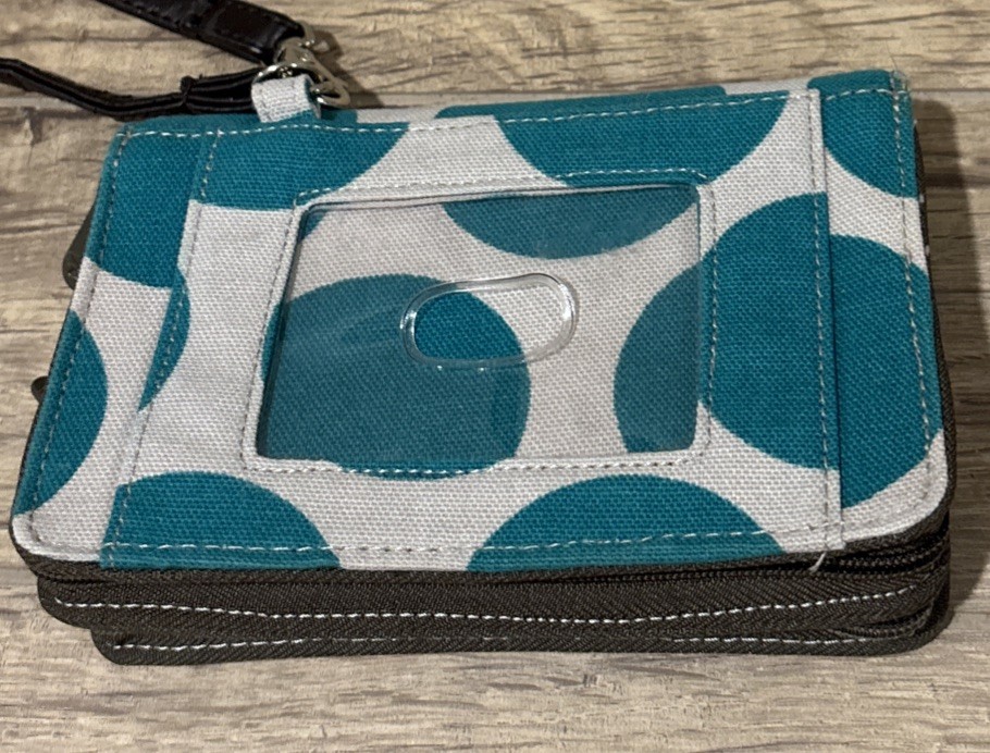 Thirty One Everyday Wallet Teal Mod Dot Polka Dot ID Slot | eBay