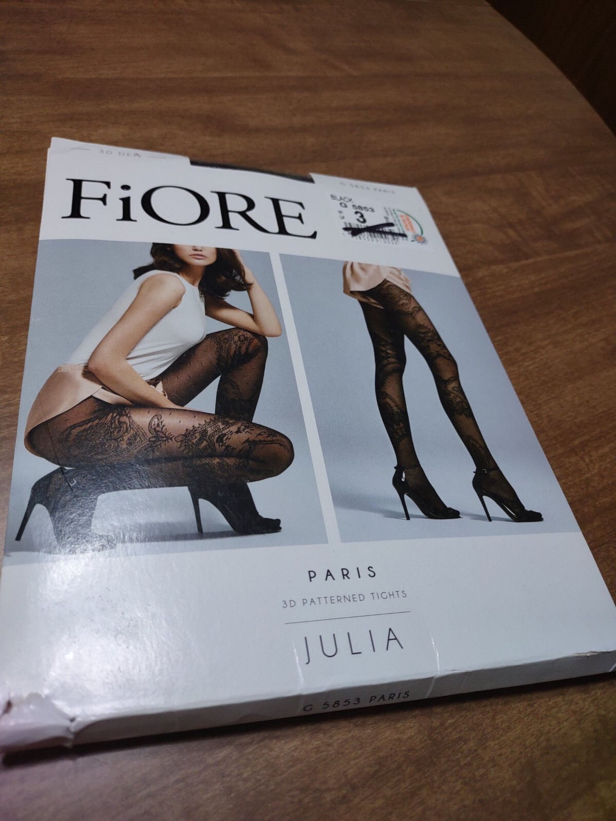 Fiore Paris 3D Julia 30 Den Pantyhose Patterned Tights SIZE 3 (Medium ...