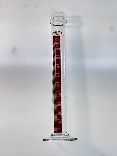 Vintage Glass Pyrex 100 ML Graduated Cylinder 3046 Red Hex Base | eBay