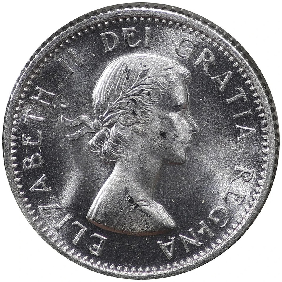 1963 CANADA 10¢ .800 SILVER BRILLIANT UNCIRCULATED QUEEN ELIZABETH II ...