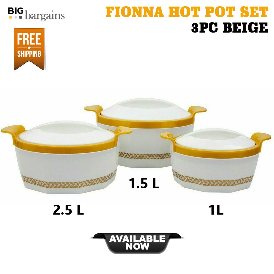 3Pc 4Pc Plastic Hot Pot Thermal Insulated Casserole Set Food Warmer ...